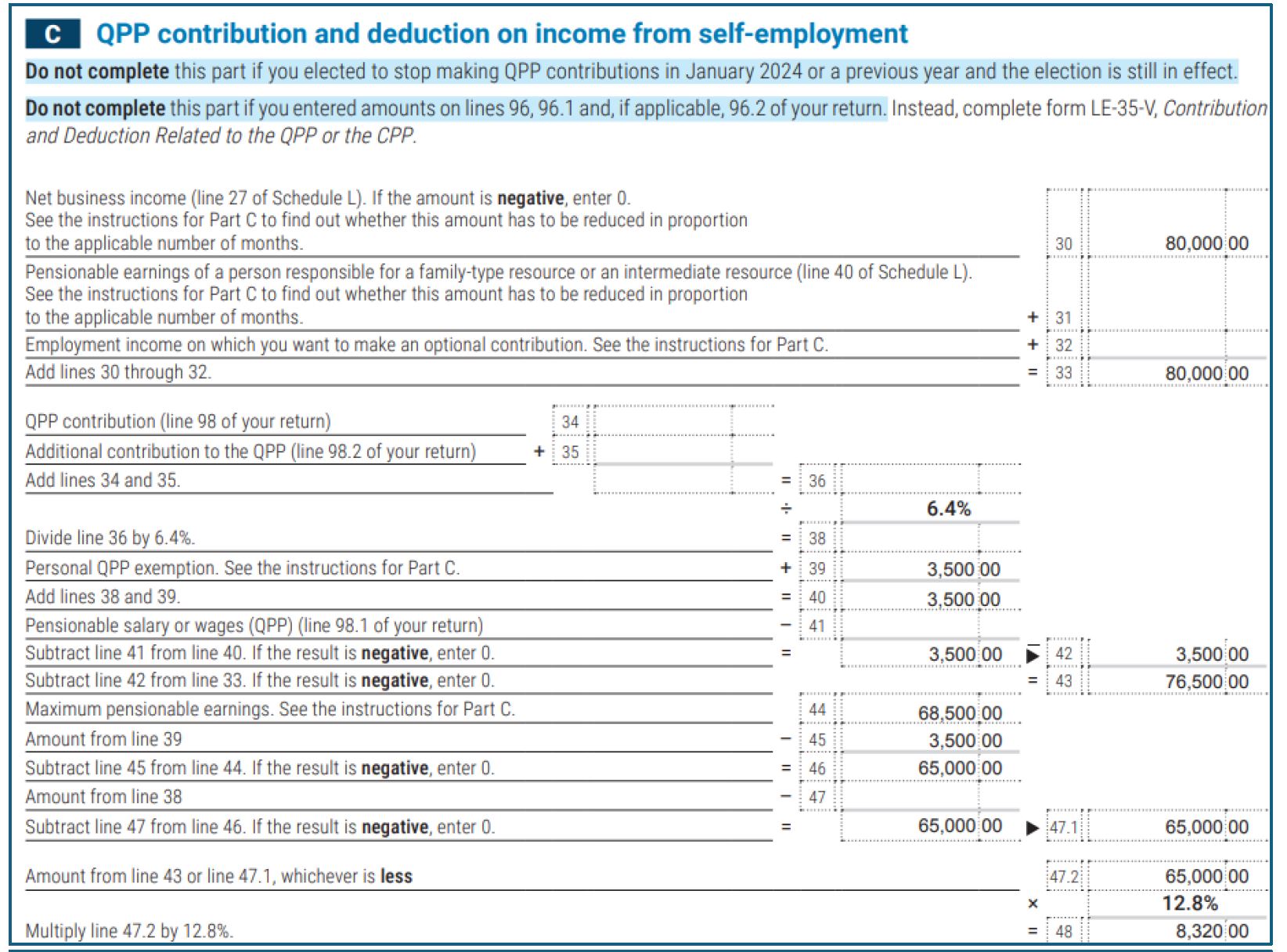 Self-Employed CPP/QPP Contributions Payable